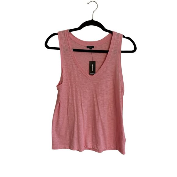 Express | Tops | Express Women S Pink Slub Vneck Sleeveless Pullover ...